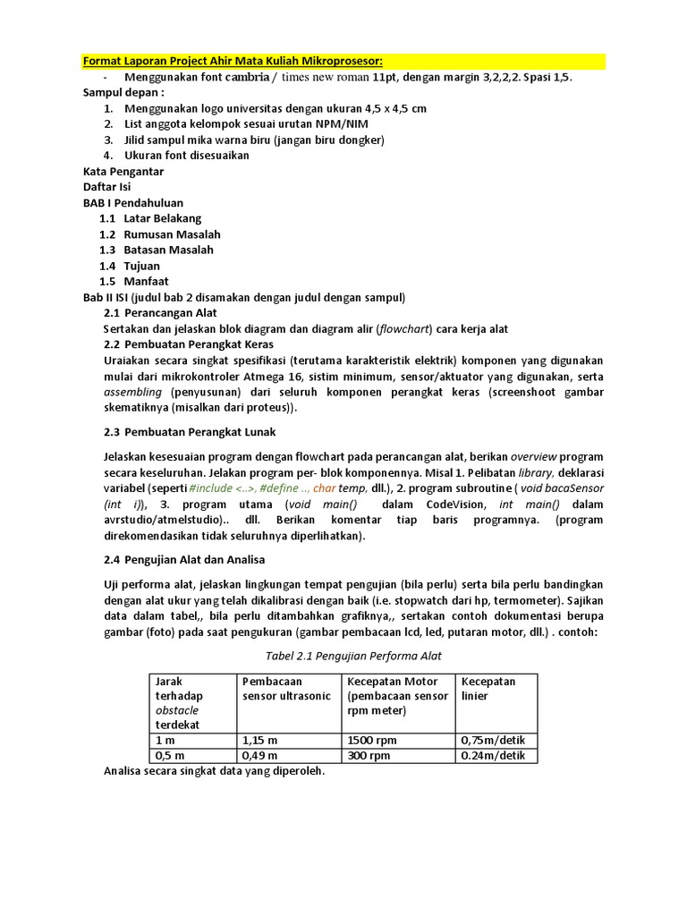 Format Laporan Project Akhir Mata Kuliah Mikroprosesor | PDF