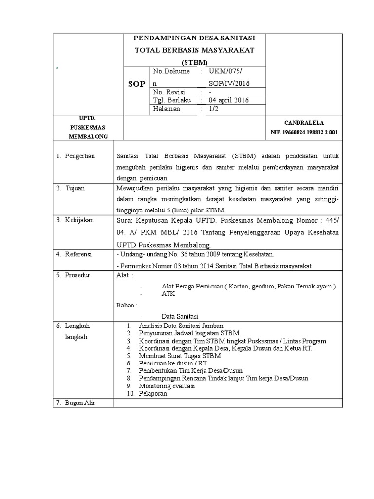 SOP Pendampingan Desa STBM | PDF | Pengembangan Diri | Kesehatan Holistik