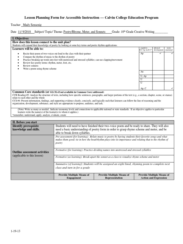 Poetry Lesson 2 | PDF | Metre (Poetry) | Sonnets