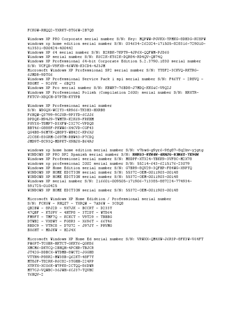 Serial XP | PDF | Windows Xp | Microsoft Windows