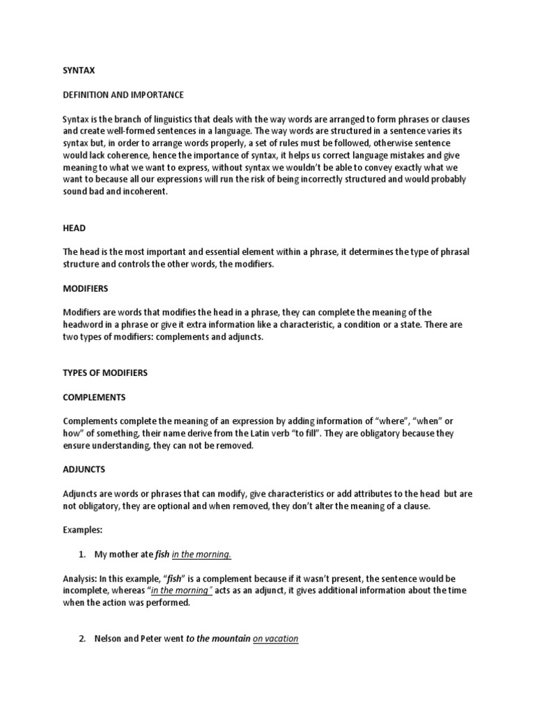 Syntax and Teaching Grammar - Assignment | PDF | Phrase | Sentence (Linguistics)