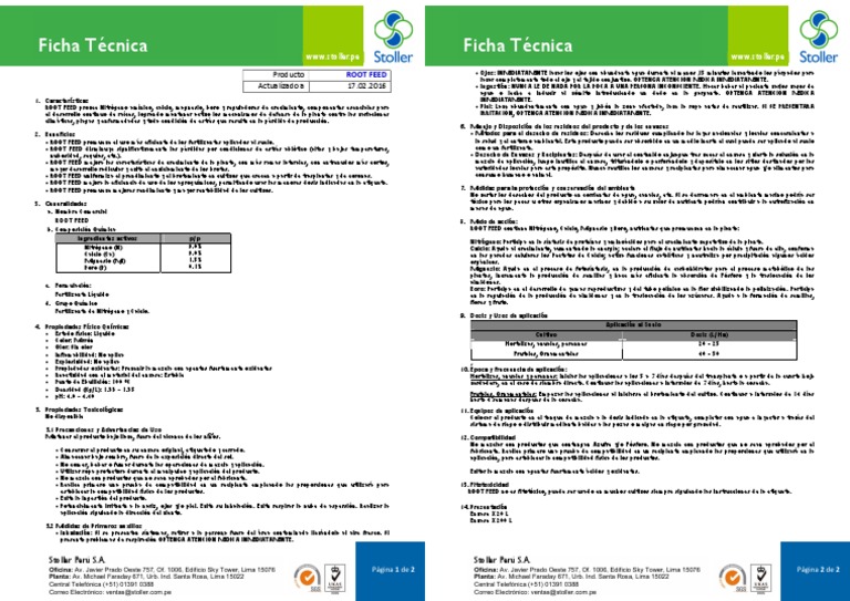 FT - Root Feed PDF | PDF | Nutrientes | Calcio