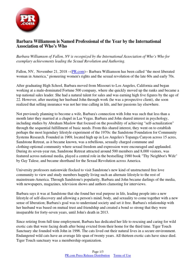 Barbara Williamson Is Named Professional of The Year by The ...