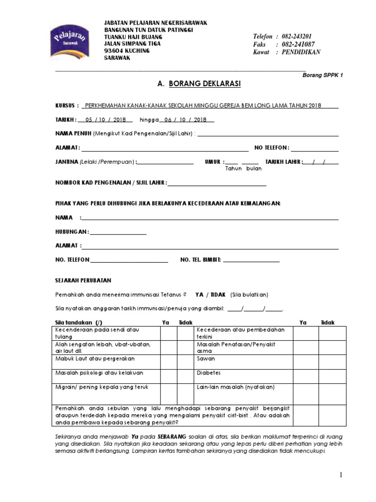 Borang Deklarasi | PDF