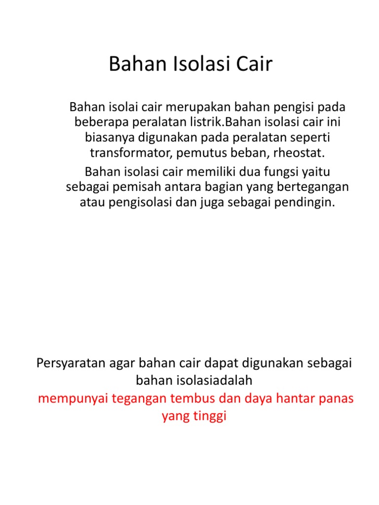 Bahan Isolasi Cair | PDF