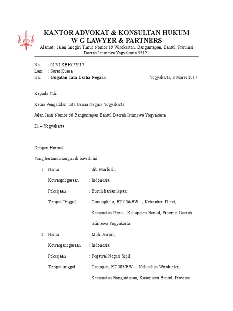 Contoh Surat Gugatan PTUN | PDF