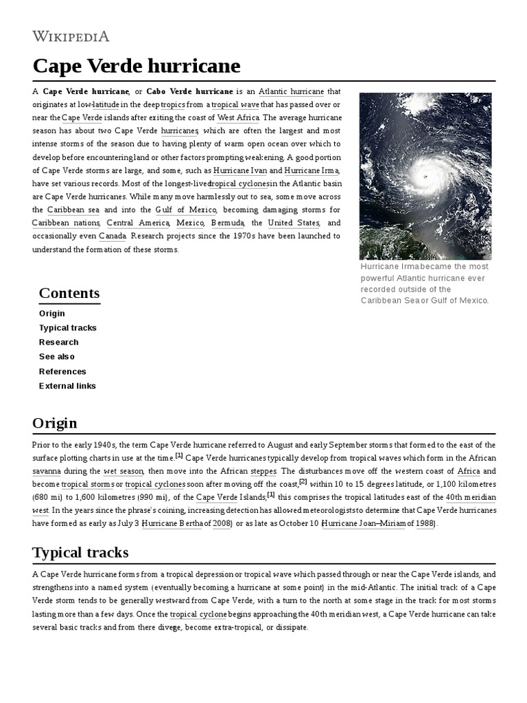 Cape Verde Hurricane | PDF | Tropical Cyclones | Tropical Meteorology