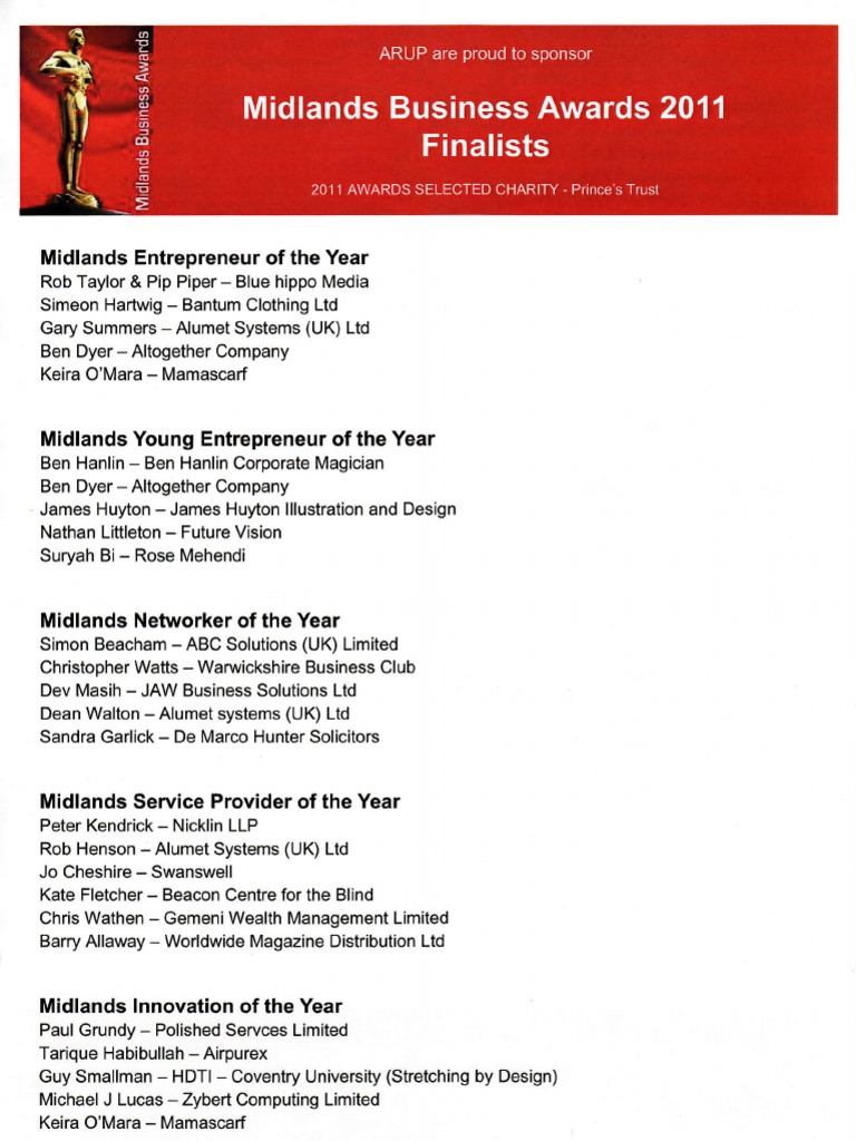 Midlands Business Awards 2011 | PDF | Business