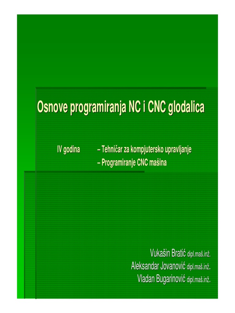 Osnove Programiranja NC-CNC Glodalica PDF | PDF