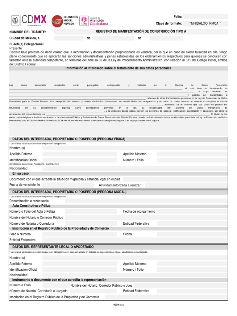 Formato de Solicitud, Casa Habitación | PDF | Ciudad de México | Privacidad de la información