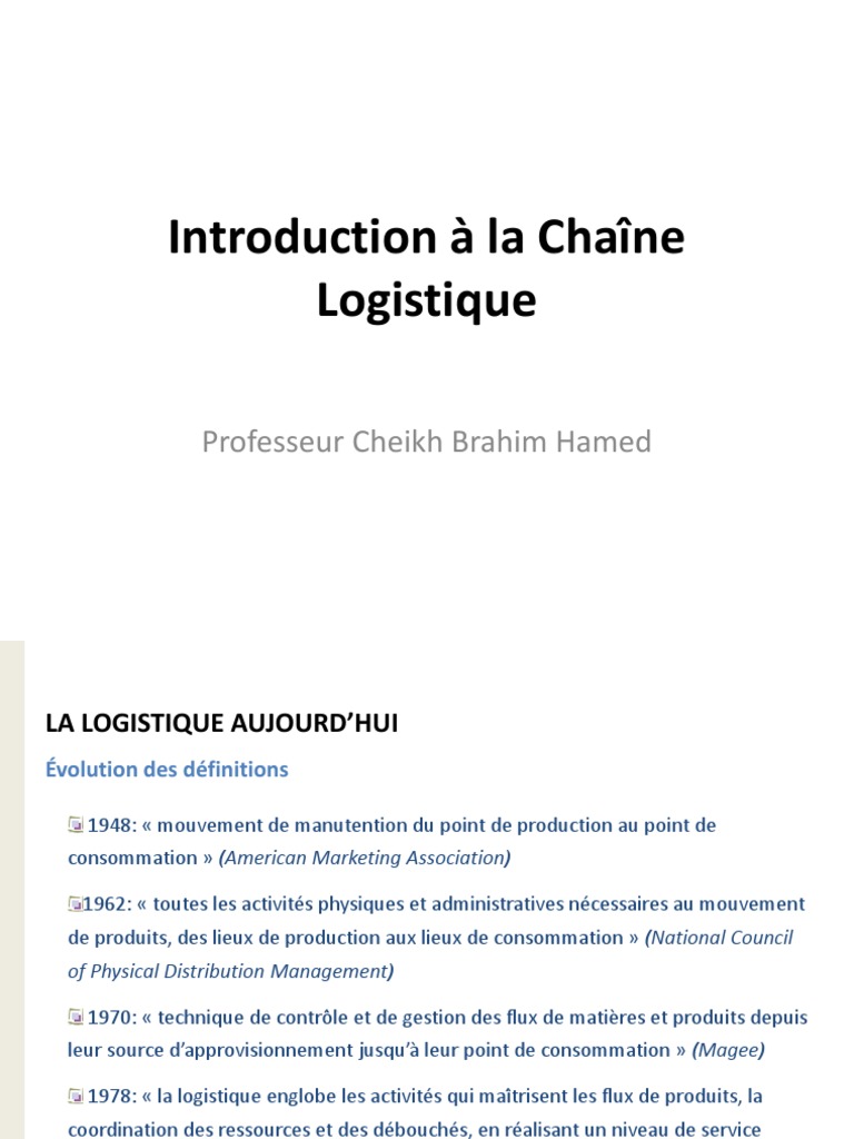 Introduction A La Chaine Logistique | PDF | Logistique | Usine
