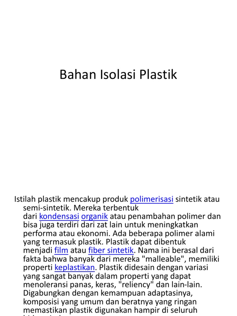 Bahan Isolasi Plastik | PDF
