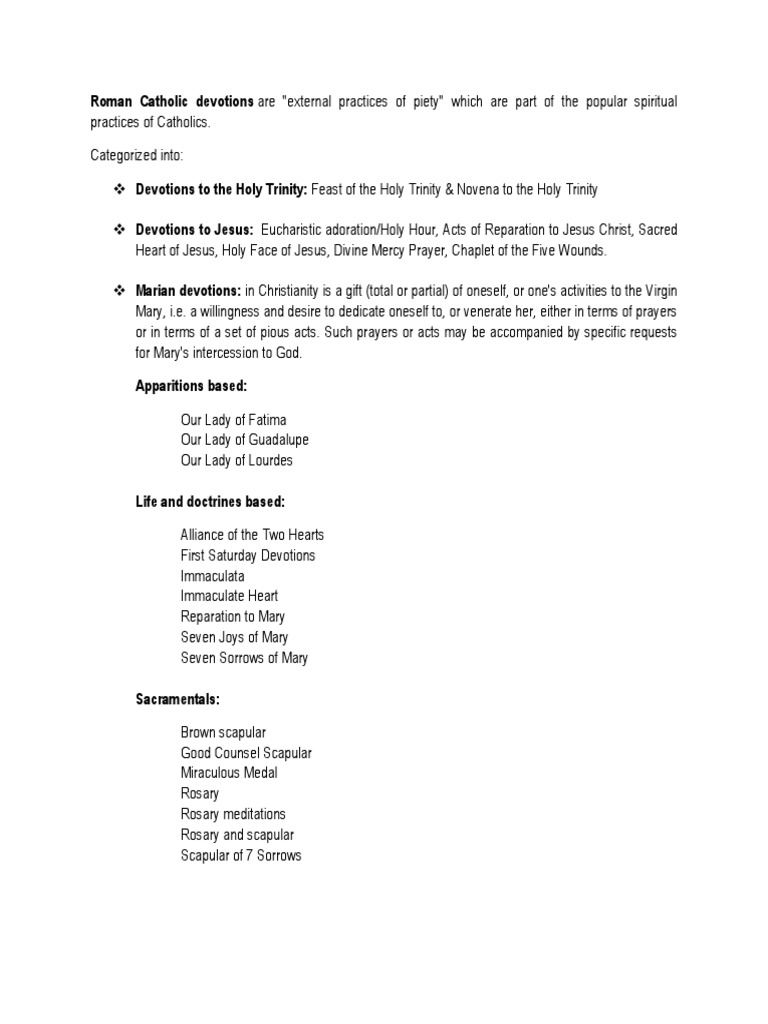 Roman Catholic Devotions | PDF | Rosary | Mary, Mother Of Jesus