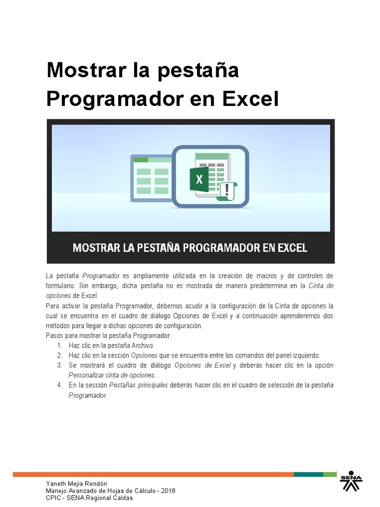 Mostrar La Pestaña Programador en Excel | Macro (informática ...