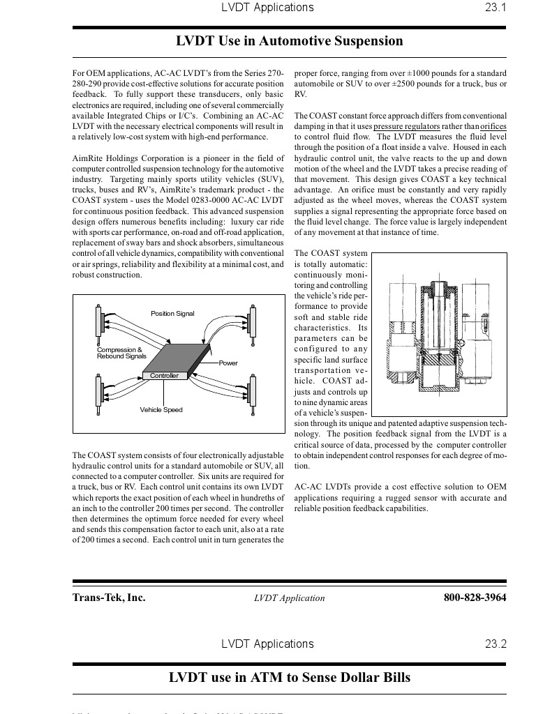 LVDT Applications | PDF | Control Theory | Suspension (Vehicle)