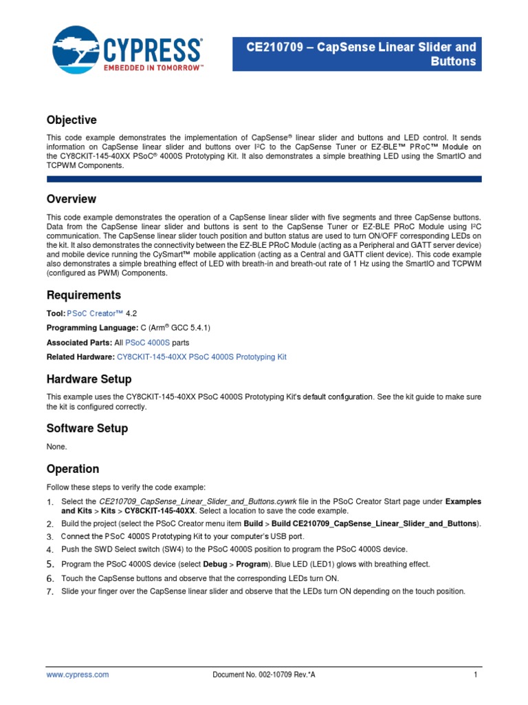 002-10709 CE210709 - CapSense Linear Slider and Buttons | PDF | License ...