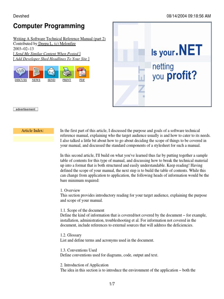 Writing A Software Technical Reference Manual | PDF | Application ...
