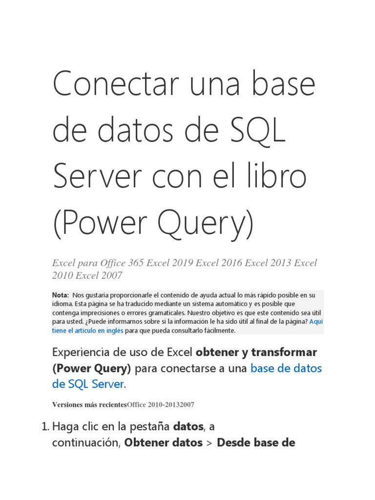 Conectar Una Base de Datos de SQL Server Con El Libro | PDF | Servidor ...