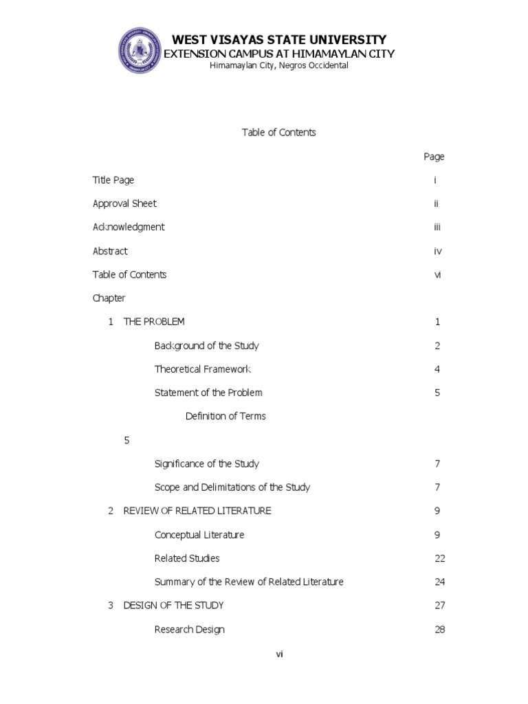 Table of Contents for Research Paper | PDF | Qualitative Research ...
