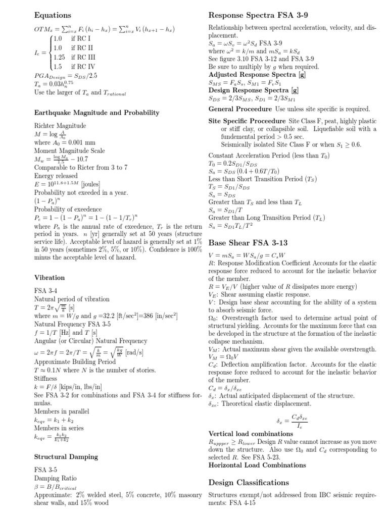 PE CA SeismicExam Equations | PDF | Moment Magnitude Scale | Mechanics