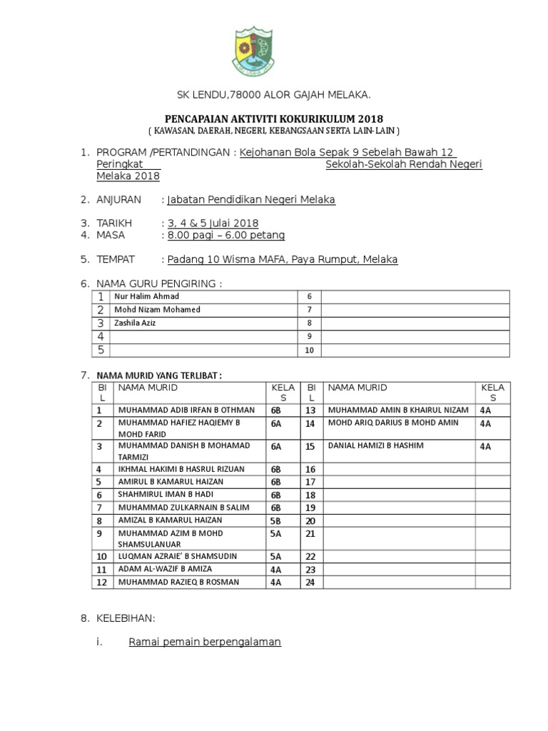 Dokumentasi Bola Sepak 2018 | PDF
