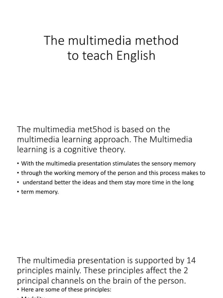 The Multimedia Method To Teach English | PDF