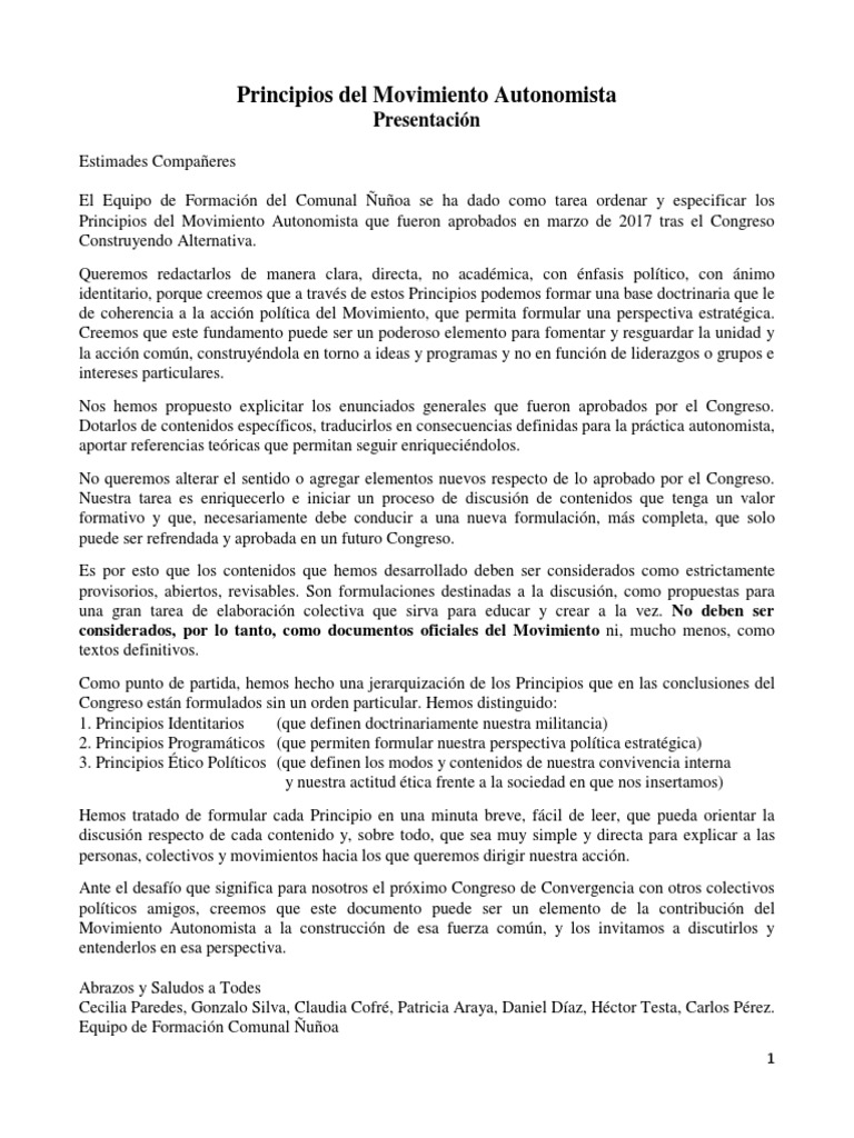 Principios Del Movimiento Autonomista | Descargar gratis PDF ...