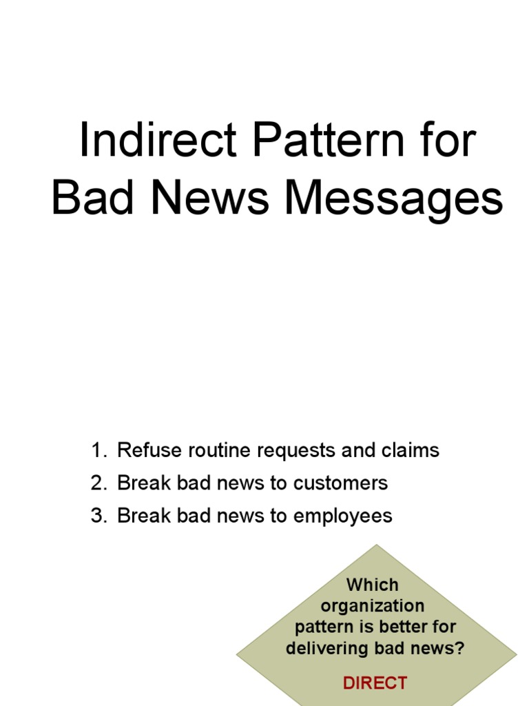 Indirect Pattern For Bad News Messages | PDF | Defamation | News