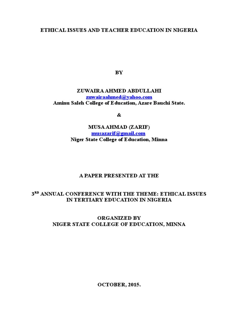 Ethical Issues in Education | PDF | Teacher Education | Teachers