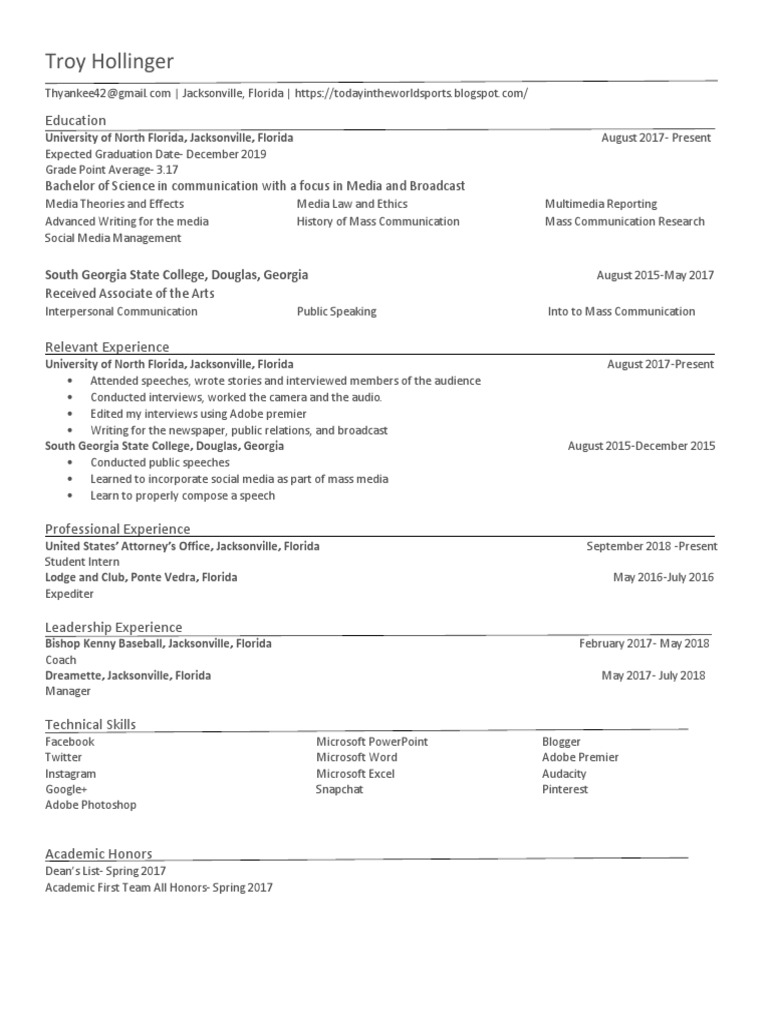 Resume Final | PDF | Mass Media | Public Speaking