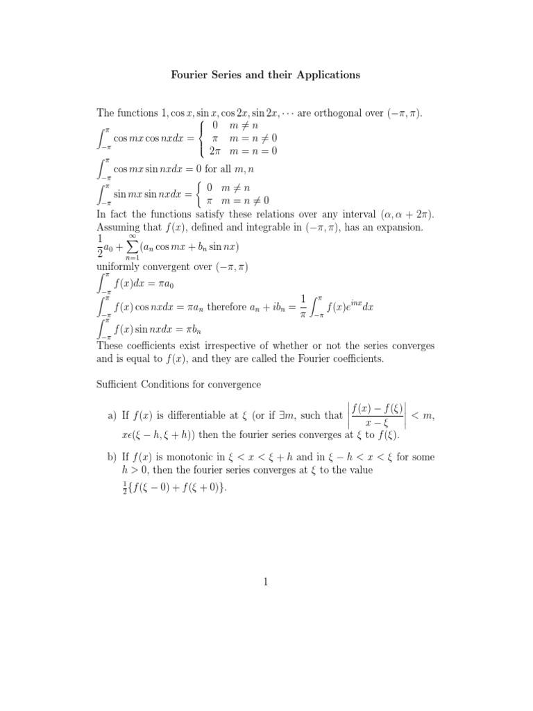 Fourier Series | PDF | Fourier Series | Trigonometric Functions