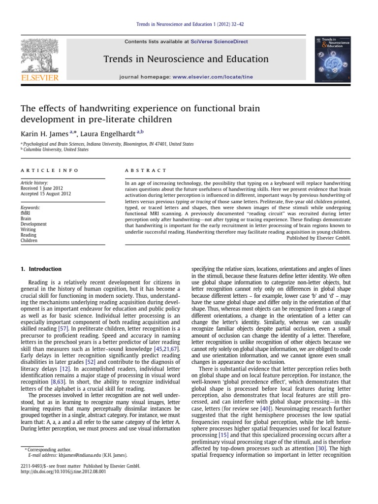 Handwriting's Impact on Brain Development | PDF | Occipital Lobe ...