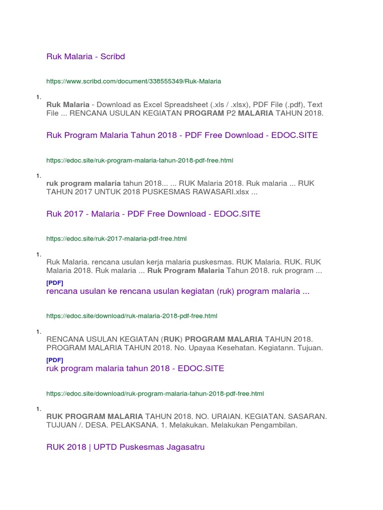 Ruk Malaria | PDF