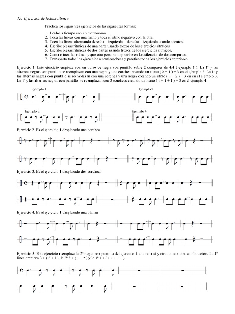 Ejercicios de Lectura Rítmica | Ritmo | Ritmo y medidor
