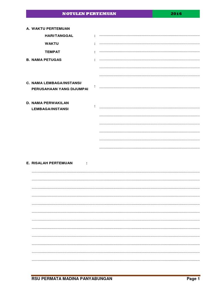 Form Notulen Kosong | PDF