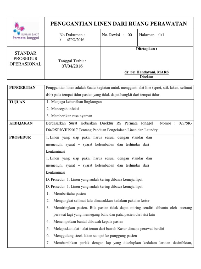 Prosedur Penggantian Linen Pasien | PDF