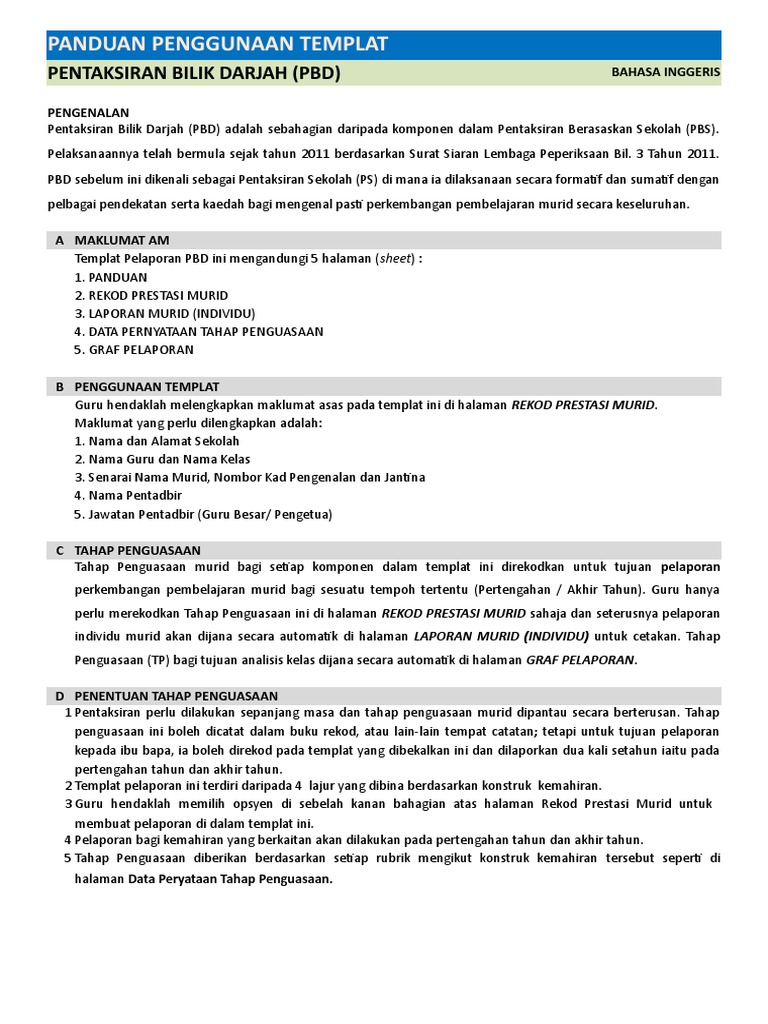 Pelaporan Pentaksiran Sekolah Matematik Tahun 1 | PDF