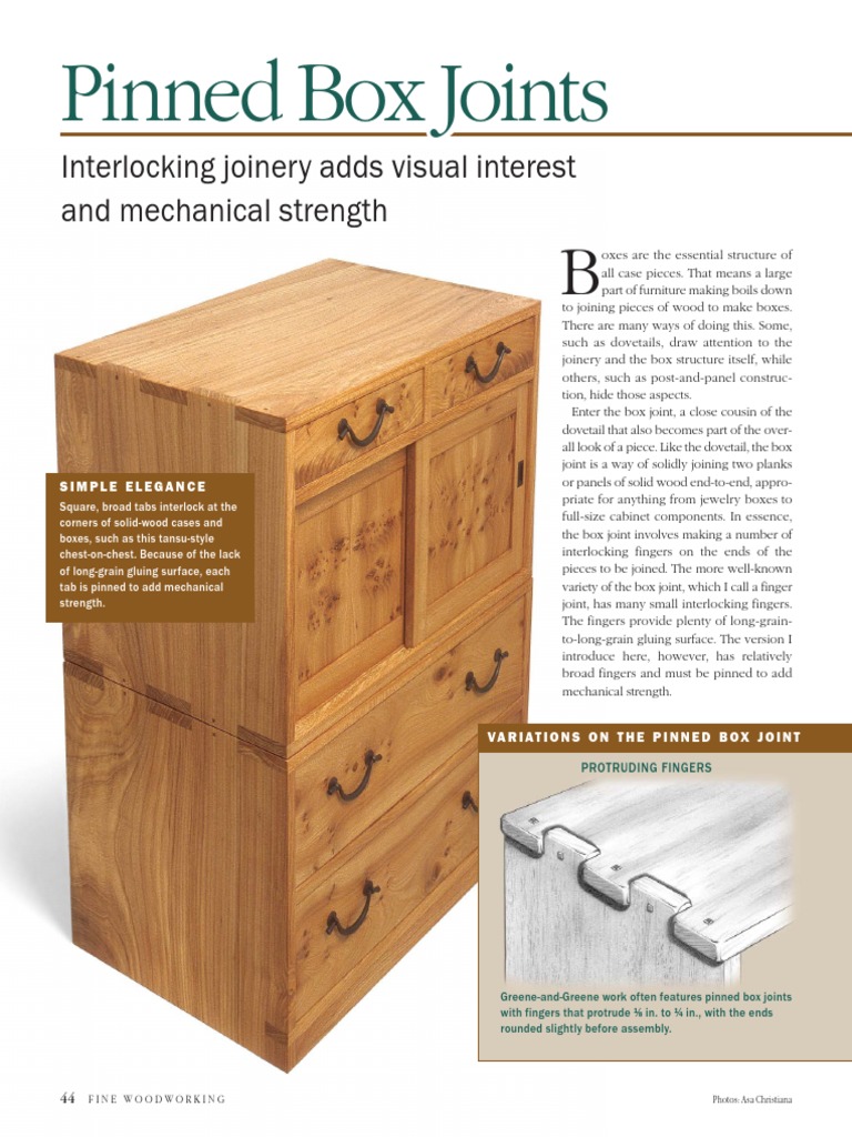 Pinned Box Joints | PDF | Wood | Woodworking
