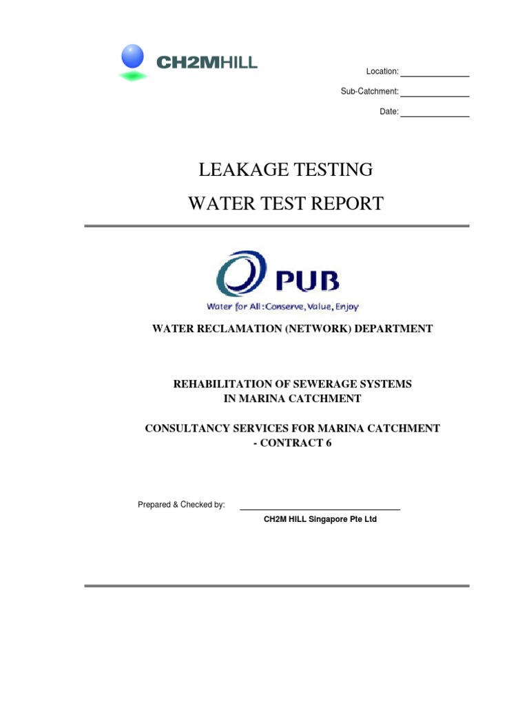 Water Leak Test Report Template | PDF | Sanitary Sewer | Hydraulic ...