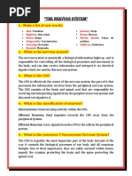 Class 5-Science Notes-The Nervous System | PDF | Brain | Nerve