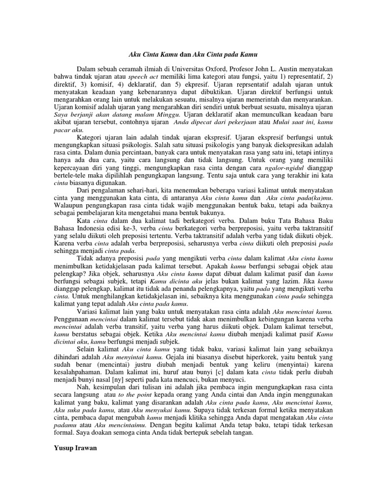 Aku Cinta Kamu | PDF | Seni & Disiplin Bahasa