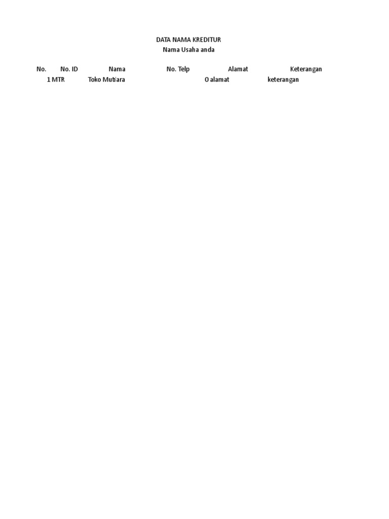 Catatan Hutang - Template | PDF
