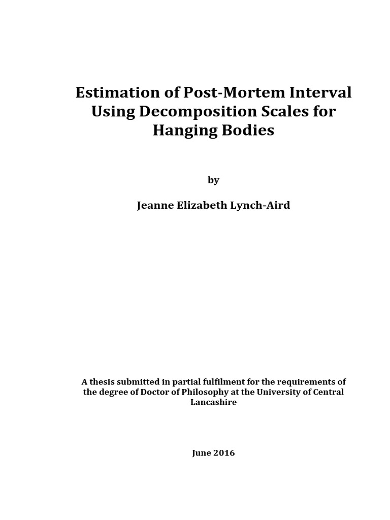 Jeanne Lynch-Aird Thesis June 2016 | PDF | Decomposition | Hanging