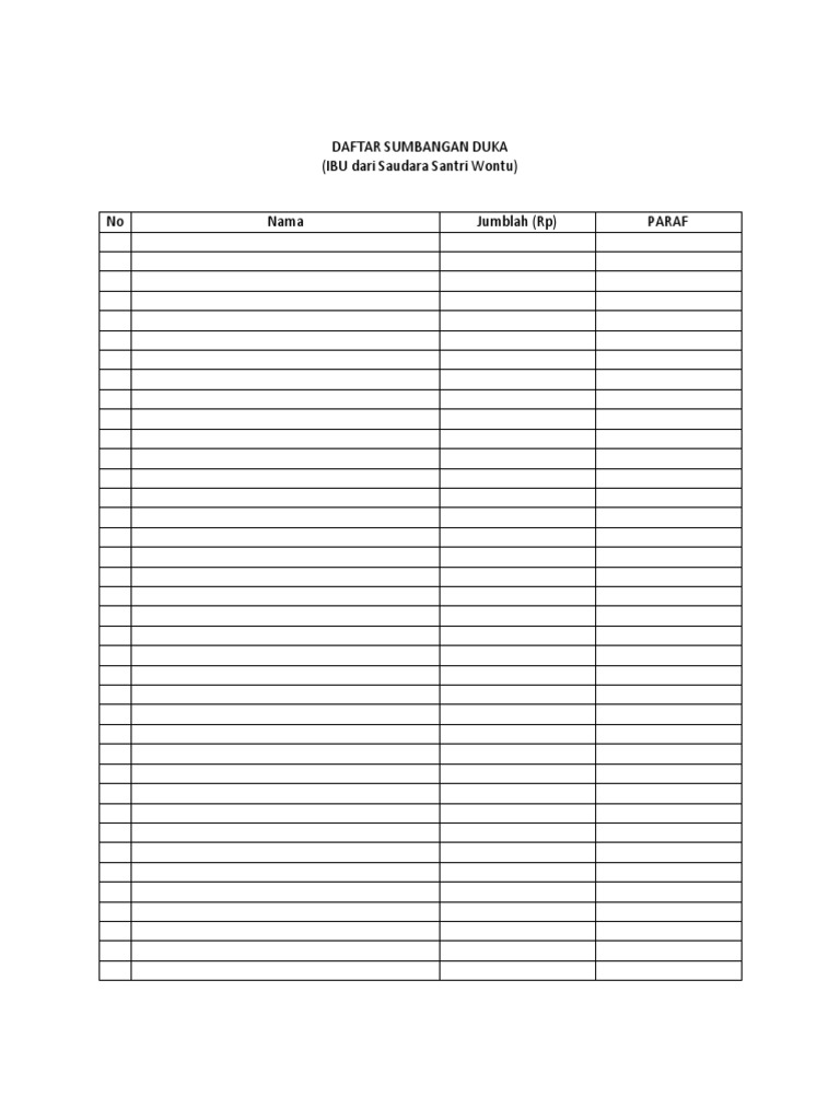 Format Datar Sumbangan | PDF