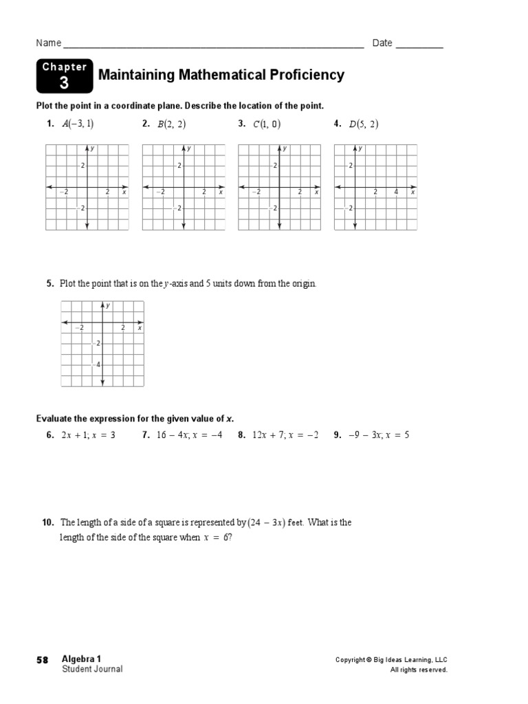 Alg1 03 Student Journal | PDF | Nonlinear System | Function (Mathematics)