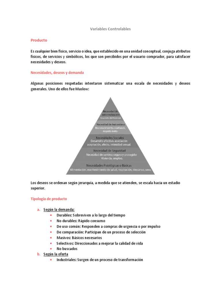 Variables Controlables en Marketing | PDF | Producto (Negocio) | Precios
