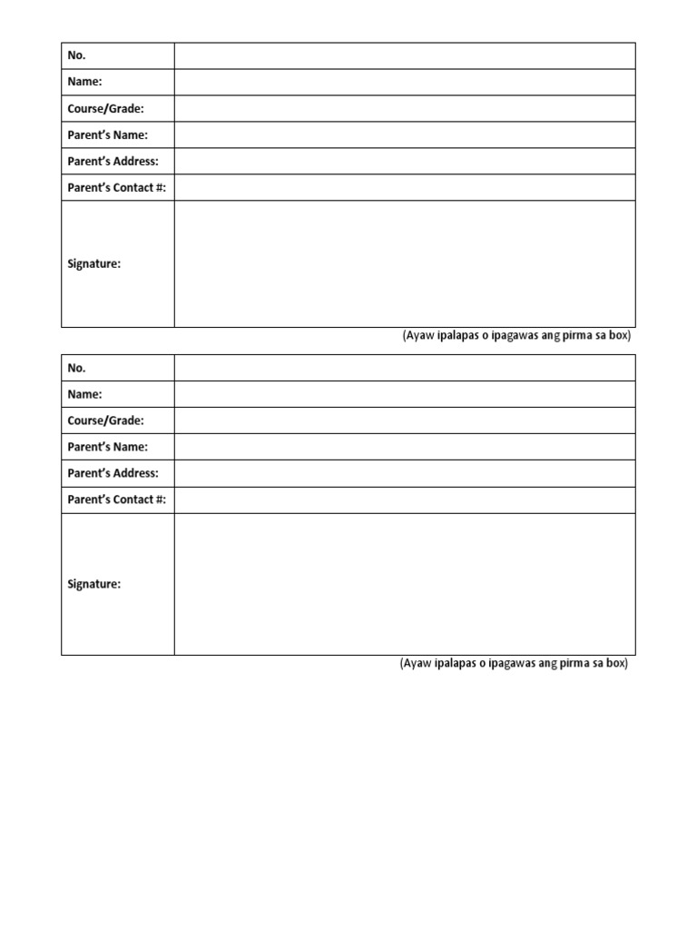 School ID Fill Up Form | PDF