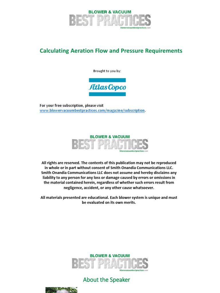 Calculating Aeration Flow and Pressure Requirements | PDF | Sewage ...