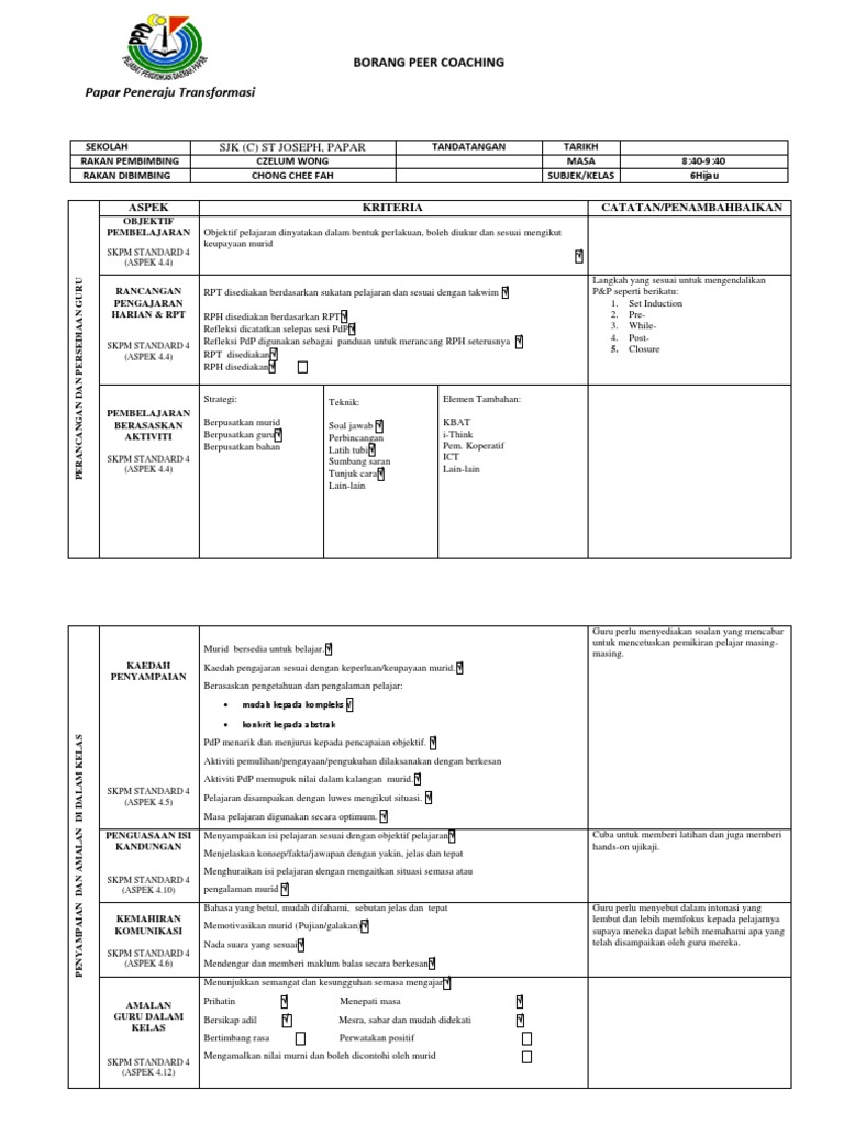 1.a ToolKit Peer Coaching (PC) - Ten Lee Yee & Chung Chee Fah | PDF
