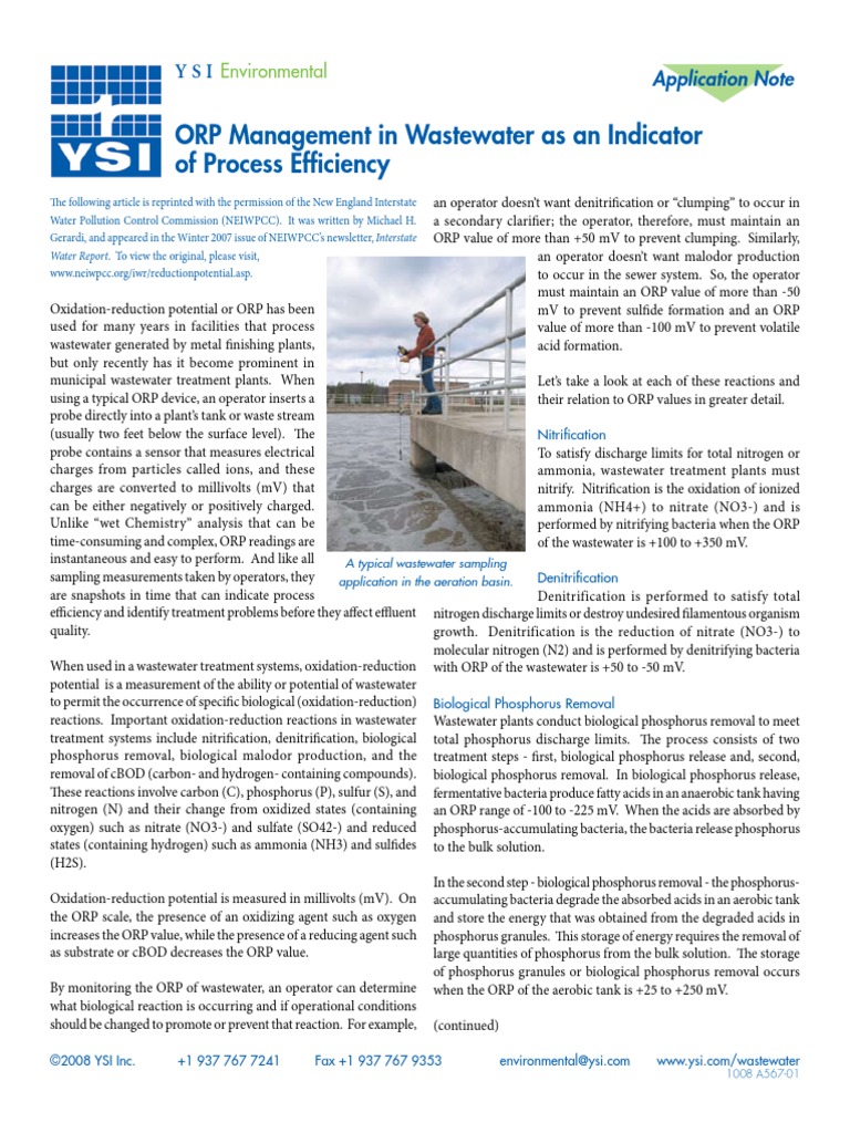 A567 Orp Management In Wastewater As An Indicator Of Process Efficiency
